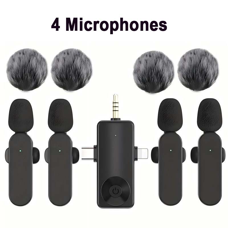 Lewinner Wireless Microphone 4Pcs, Three In One Receiver, Supports Maj ...